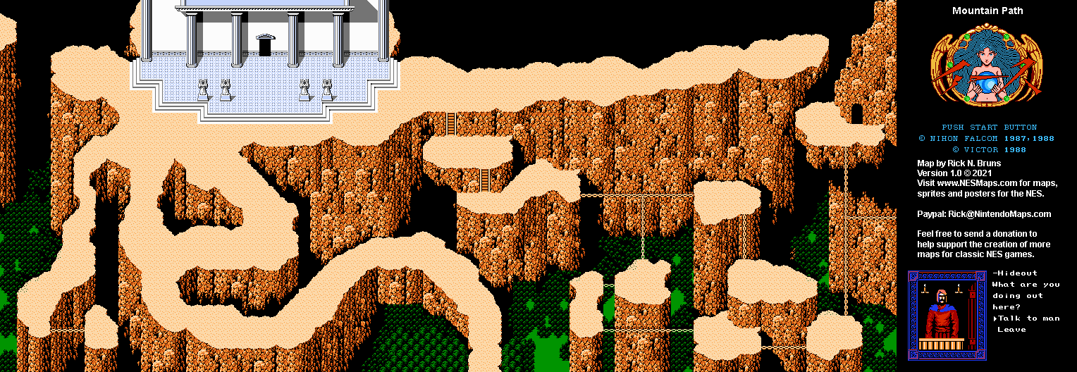 Ys 1 - Area 4: Mountain Path Nintendo NES Famicom Map BG
