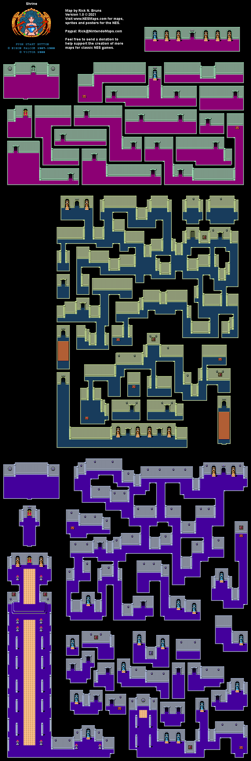 Ys 1 - Area 5: Shrine Nintendo NES Famicom Map BG